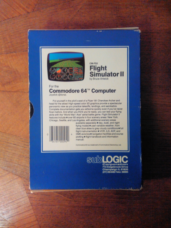 Flight Simulator II de SubLOGIC (1984) disquette pour Commodore 64 ...